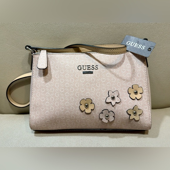 Guess | Bags | Guess Pink Crossbody Purse Handbag Flower Embellishment ...